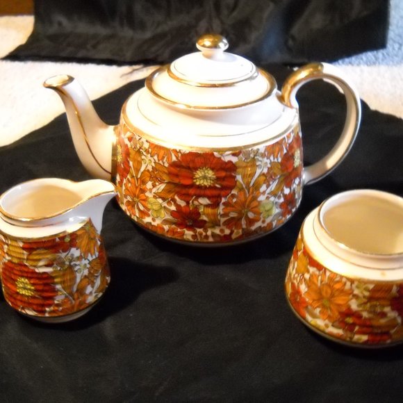 Sadler | Kitchen | Vintage Sadler Floral Teapot Set With Open Creamer ...
